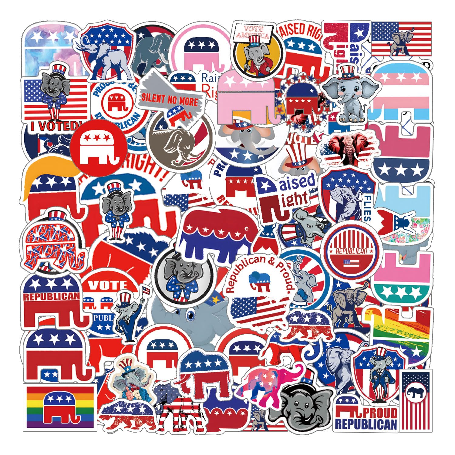 Amazon.com: 60pcs Republican Elephant Sticker Political Stickers ...