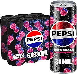 Pepsi Black, Carbonated Soft Drink Raspberry Flavor No Sugar, 330 ml ...
