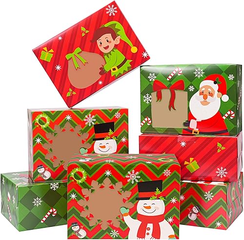 TOMNK 18 cajas de galletas de Navidad con ventana, cajas de 8.3 x 5.9 x ...