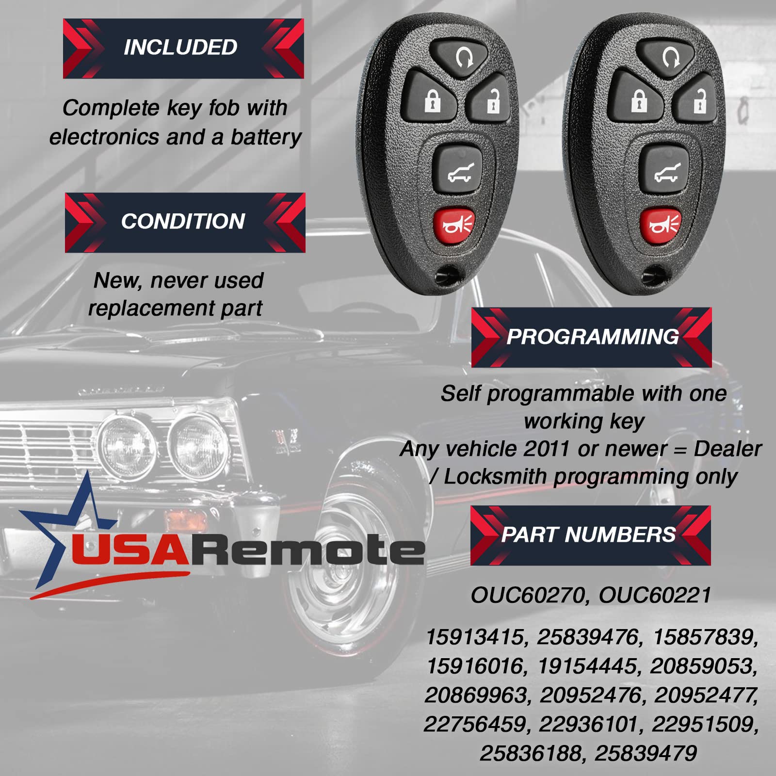 Partuto Key Fob With Transponder Chip 1 Set 315MHz Keyless Entry Remote ...