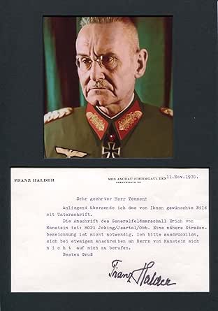 Amazon.com: GERMAN GENERAL Franz Halder WW II autograph, typed letter ...