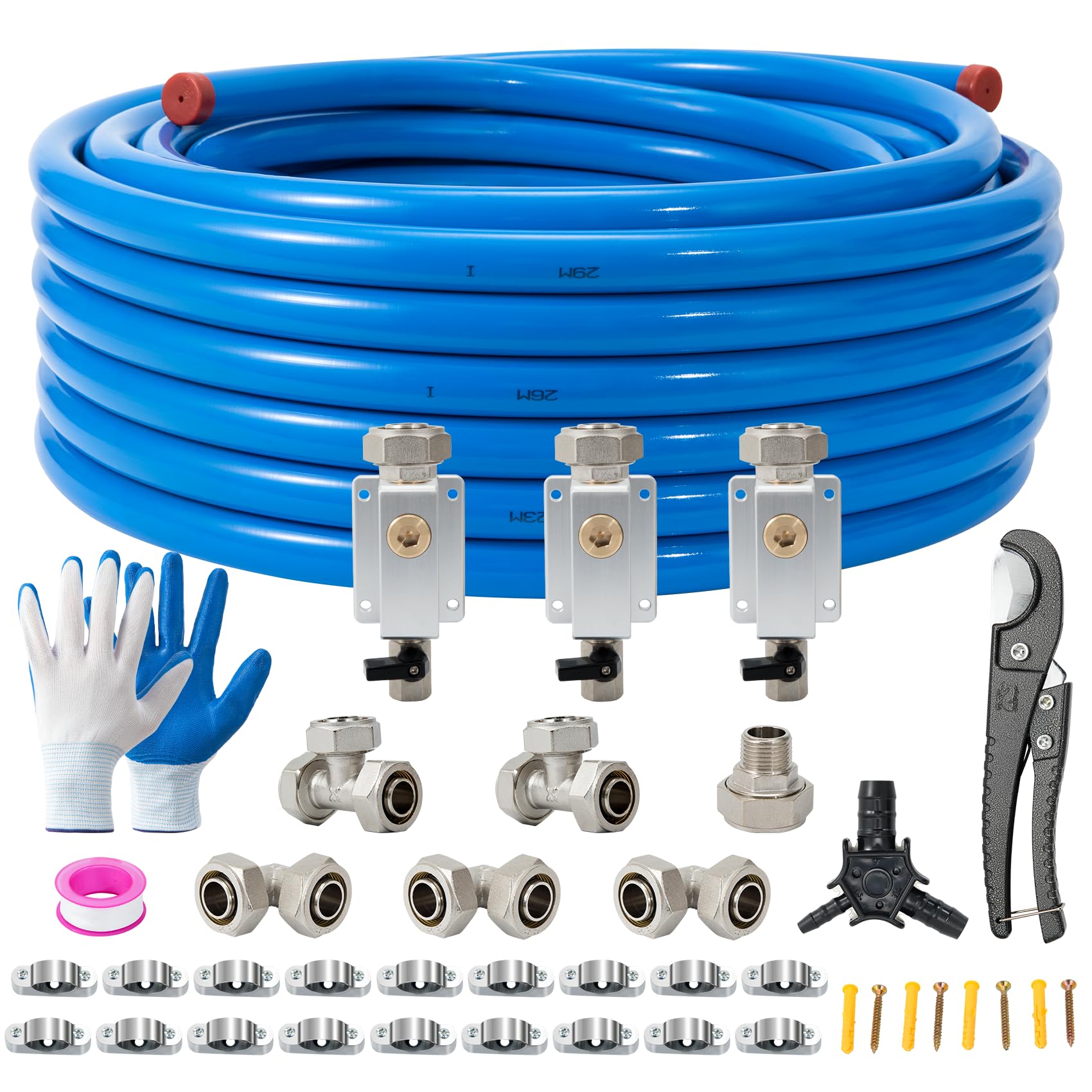 3/4"×100&200&300ft Compressed Air Line Kit for Shop/Garage, Hdpe ...