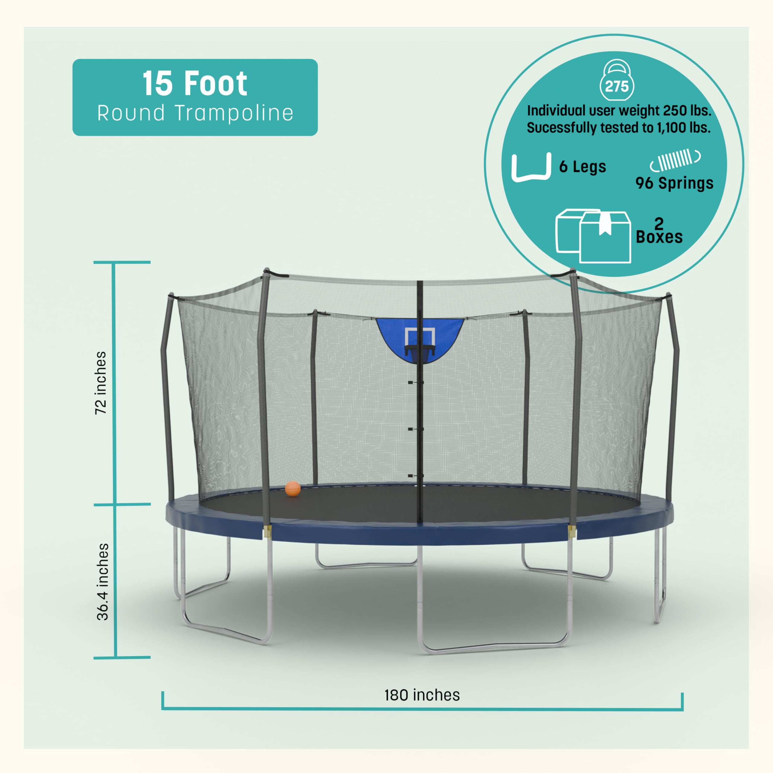 Snapklik.com : Skywalker Trampolines 15 Foot Jump N Dunk Round Trampoline