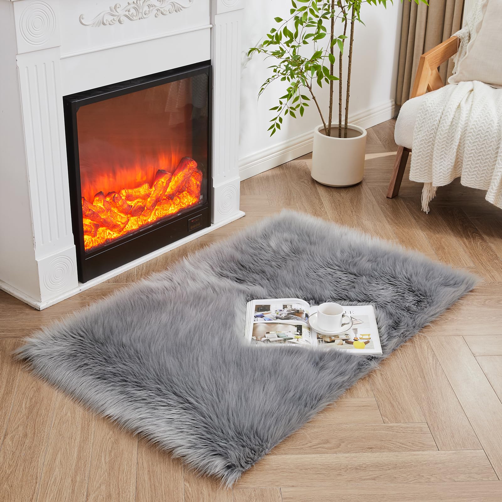 HEQUN Faux Fur Rug, Fluffy Rug, Shaggy Rugs,Faux Sheepskin Rugs Floor ...