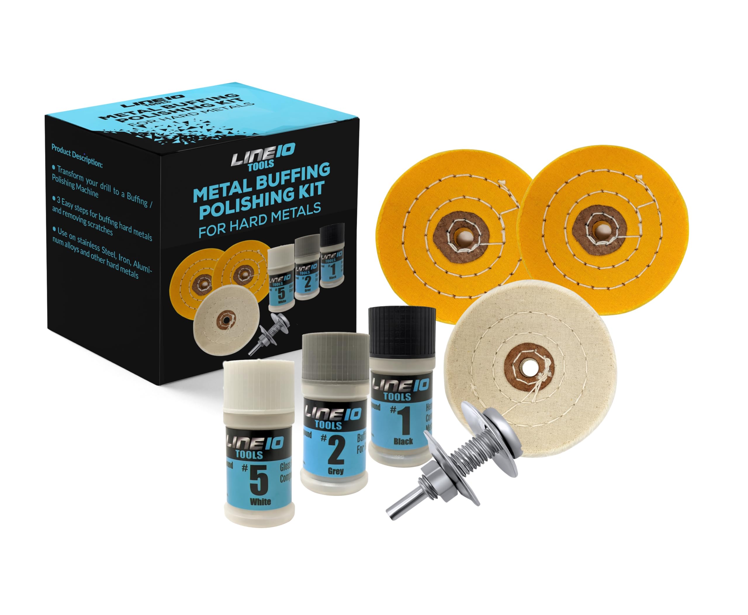 Snapklik.com : LINE10 Tools Metal Buffing Wheel Kit For Drill