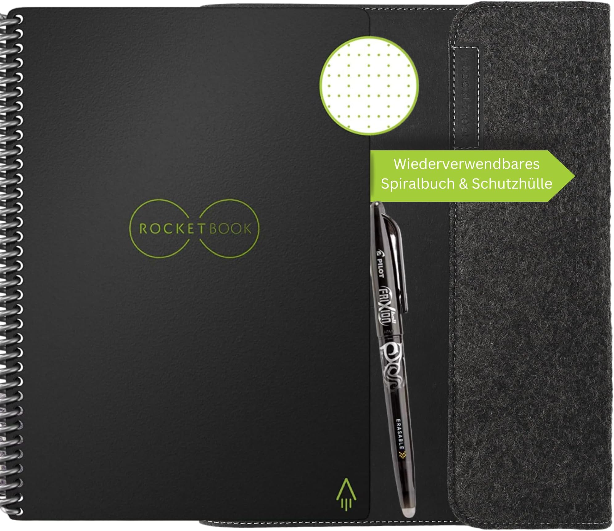 Rocketbook Core Wiederverwendbares Digitales Notizbuch - Executive A5 Schwarz - Elektronischer ...