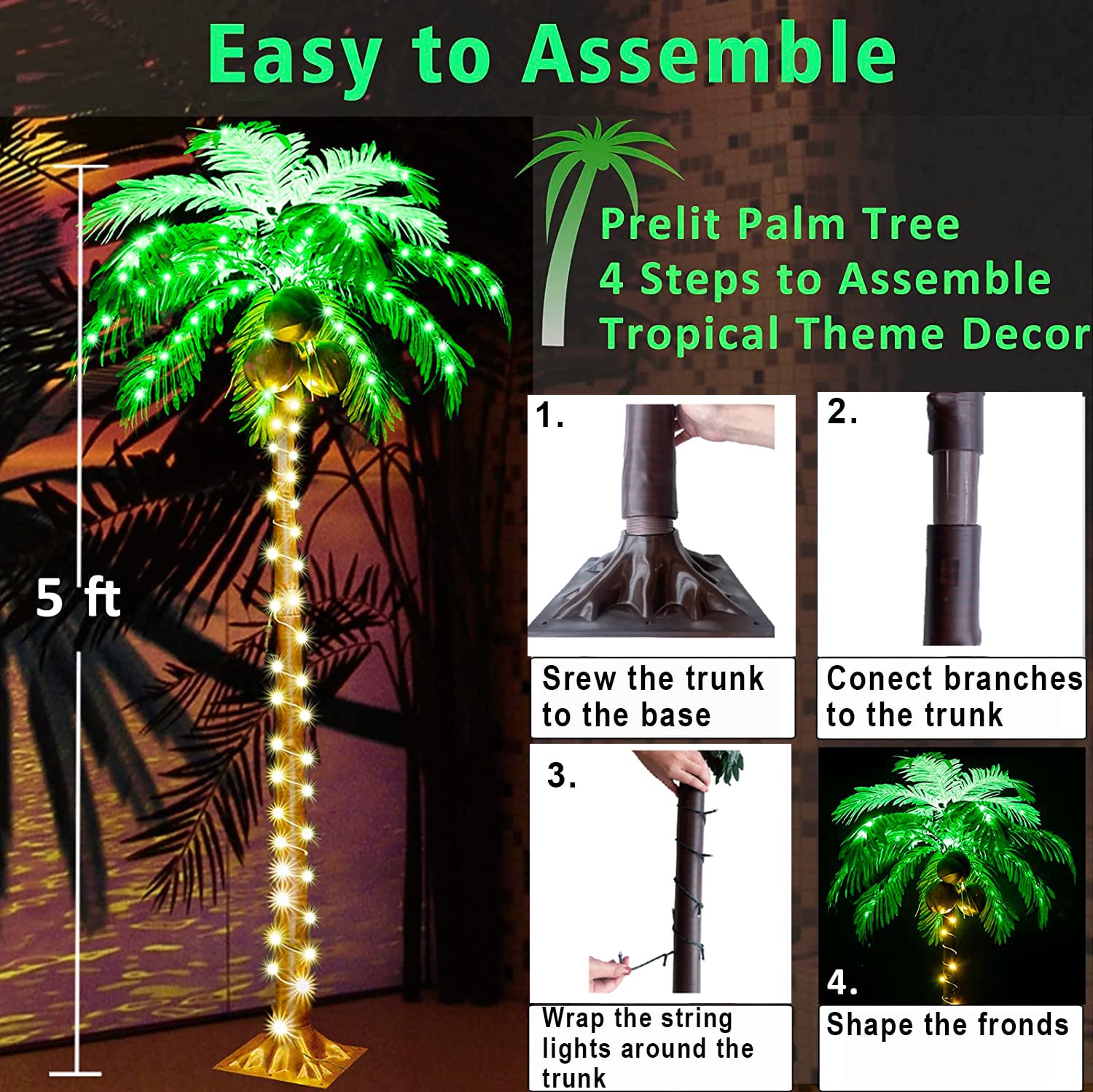 Lighted Palm Trees For Yards EEZ RV Products Super Bright Deluxe LED