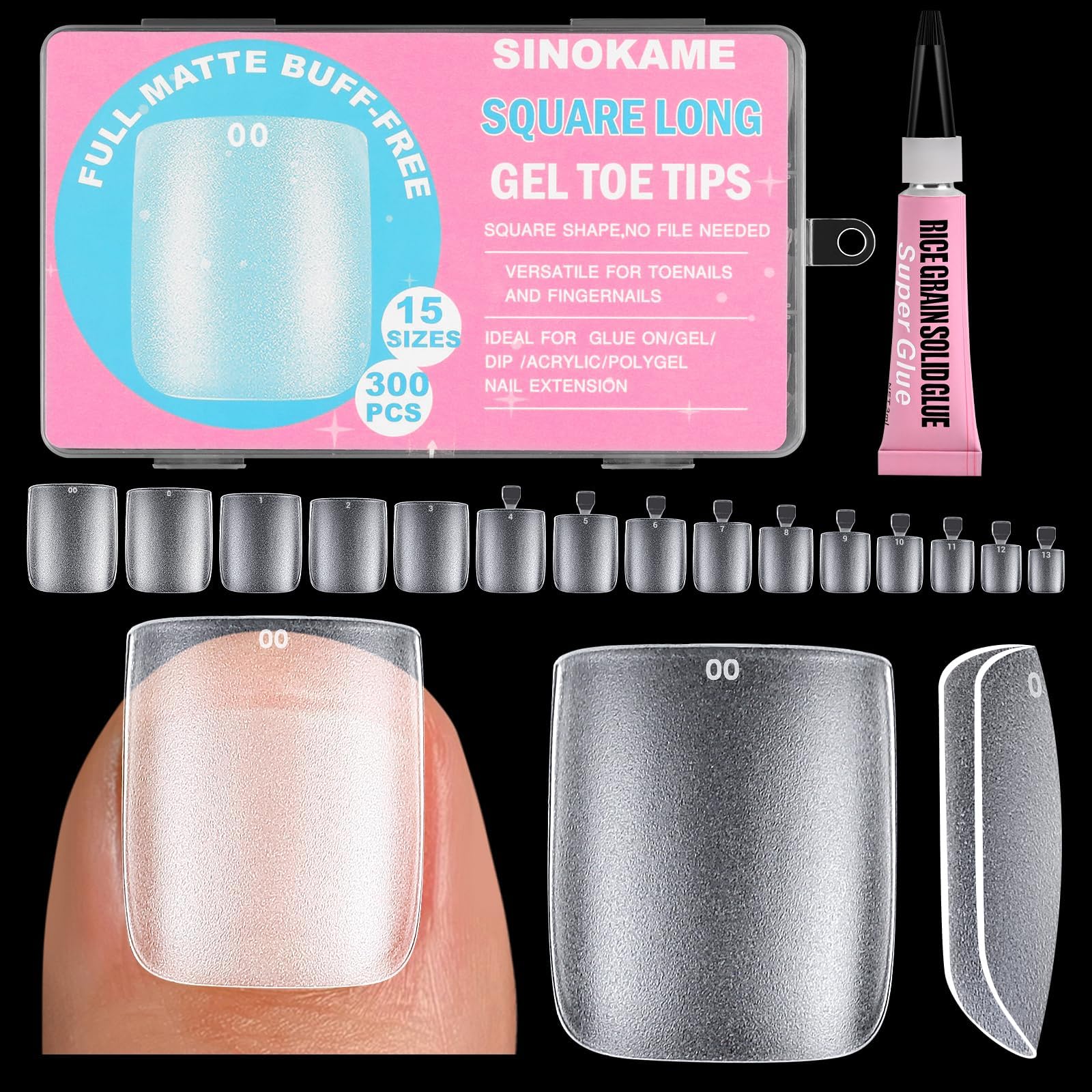 Amazon.com: Wide Long Large Gel Toe Nail Tips, SINOKAME Big Fake ...
