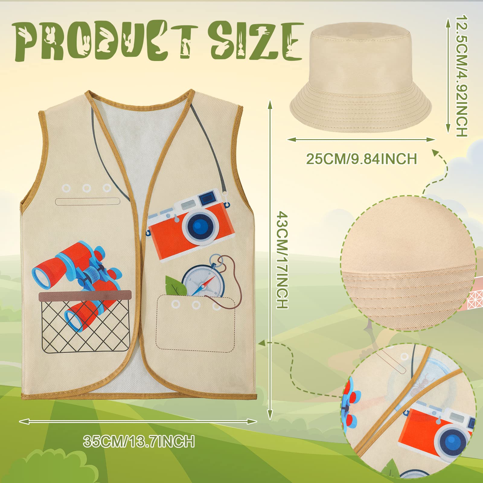 Hotop 20 Pcs Explorer Hats and Vests Costume Sets for Kids Party ...