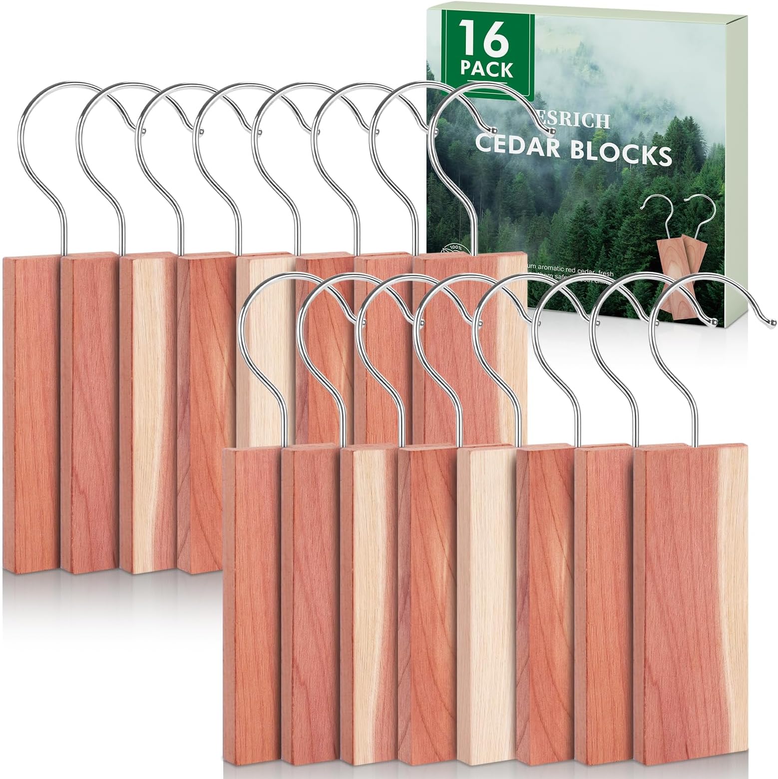 Amazon.com: ESRICH Cedar Blocks for Clothes Storage,16 Pack with Metal ...