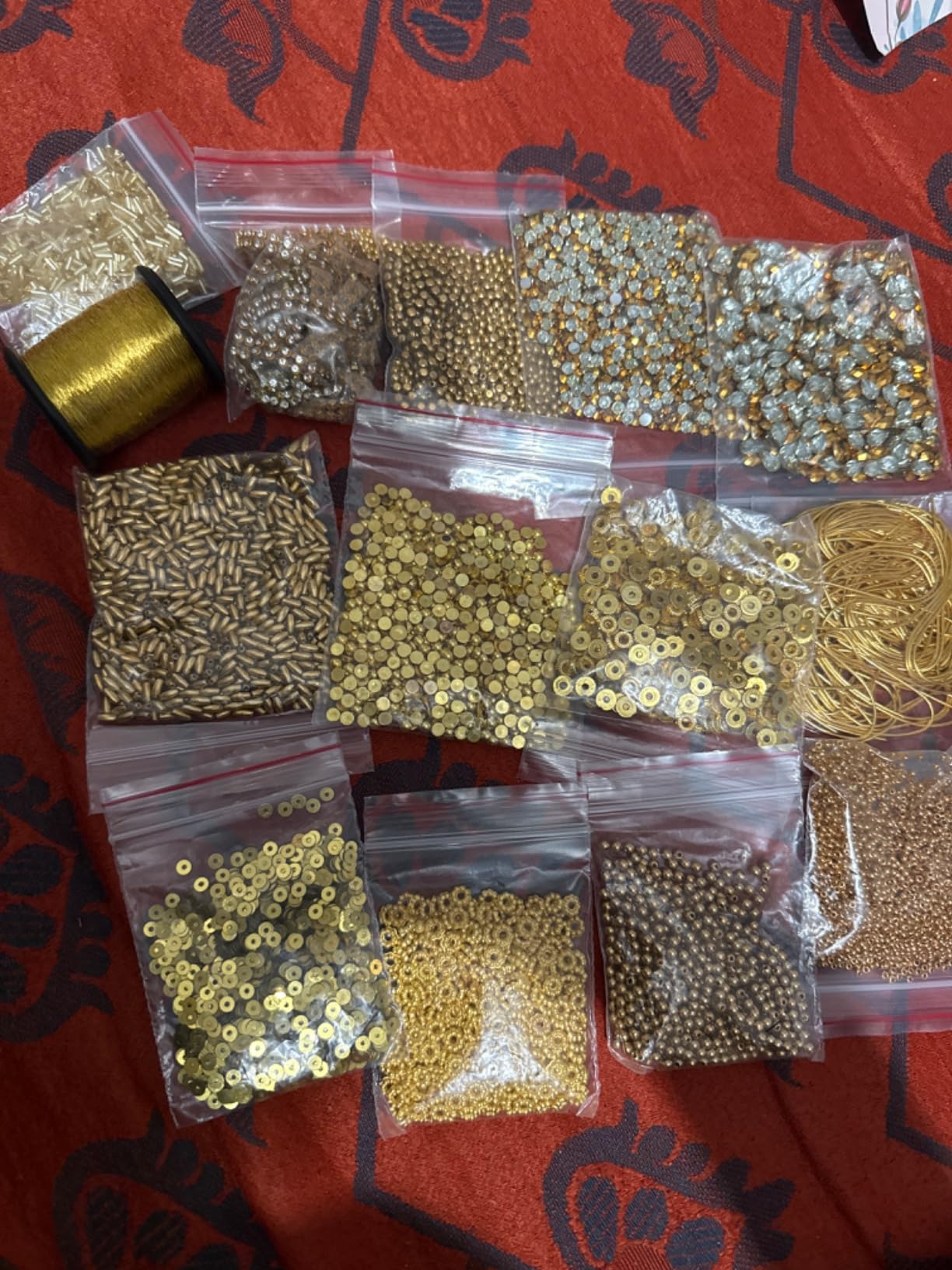 aari Embroidery meterials Gold Color Beads,dapka,zari Thread,chamki ...