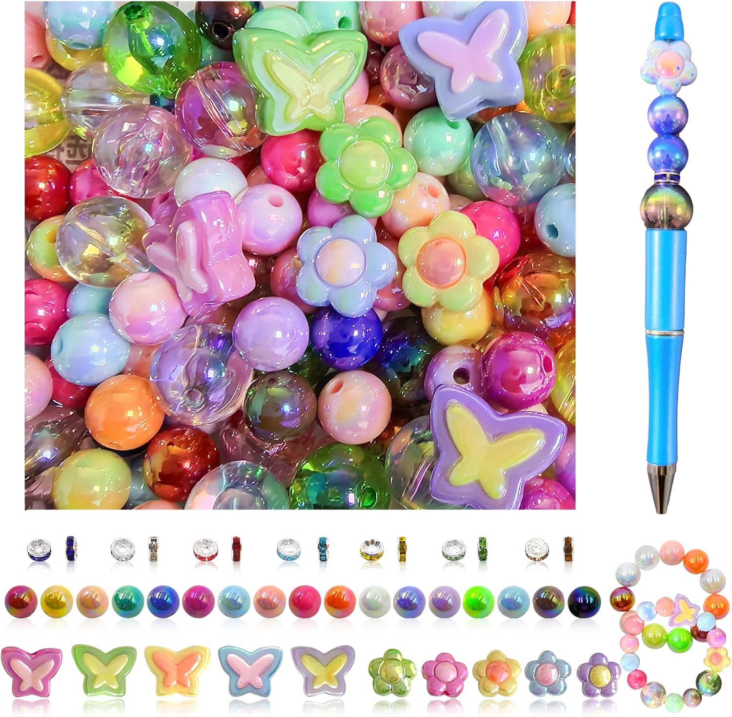 Amazon.com: 254 Pieces Beads for Pens - 16MM Acrylic Loose Beads Bulk ...