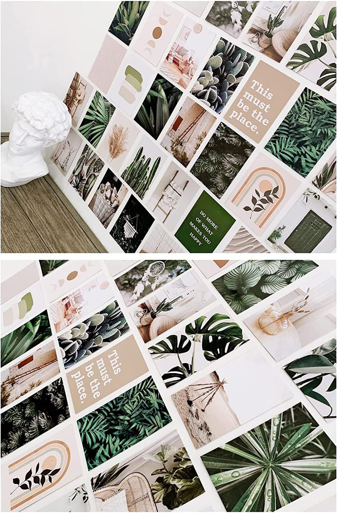 Verve Jelly Wall Collage Kit 50Pcs Green Botanical Photo Posters Collections Danish Pastel ...