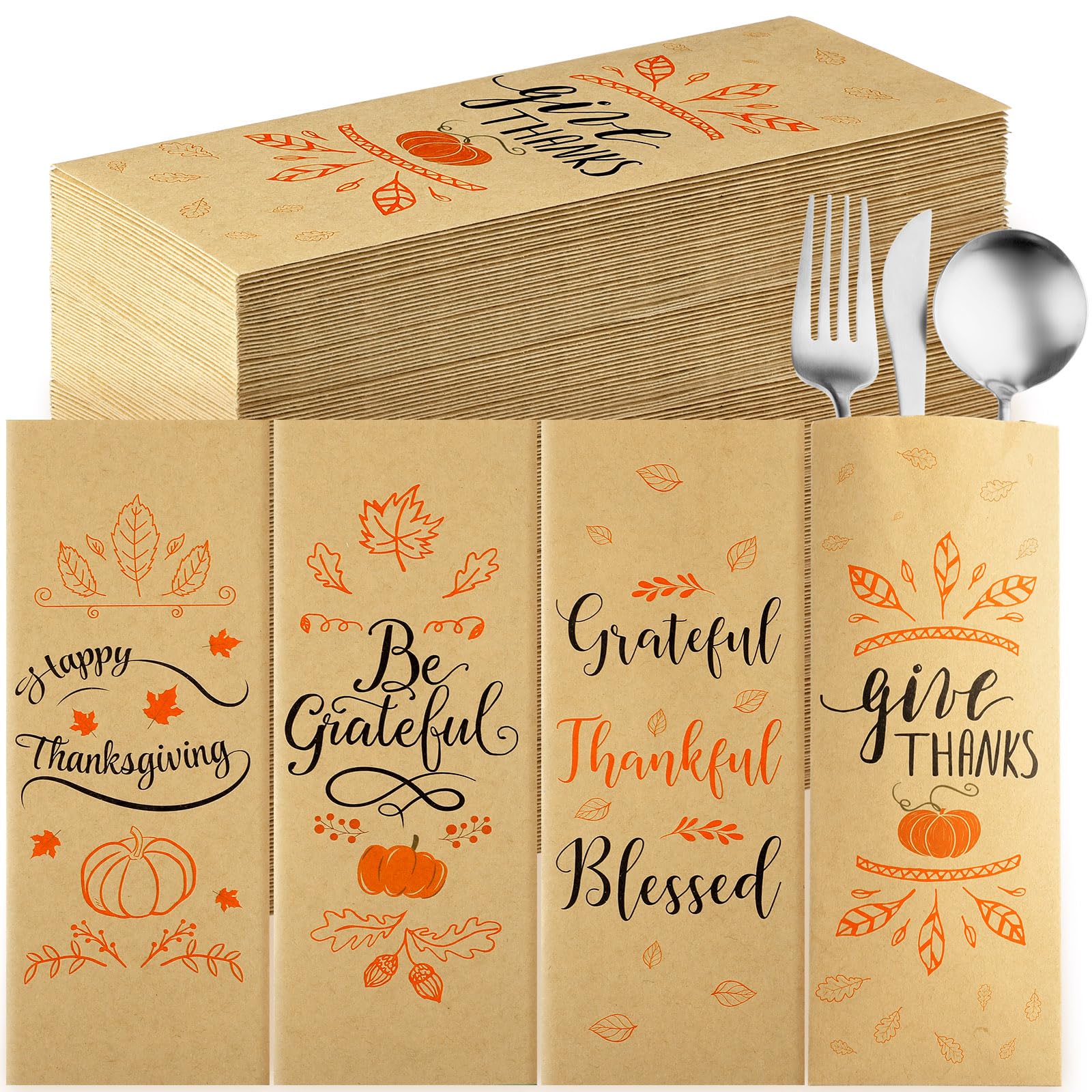 Amazon.com - Sliner 200 Pcs Thanksgiving Cutlery Holders Thanksgiving ...