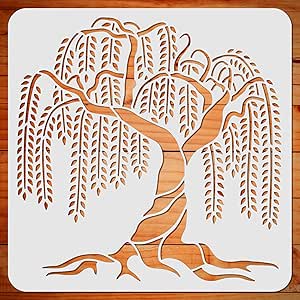 Amazon.com : ORIGACH Weeping Willow Stencil Reusable Willow Painting ...