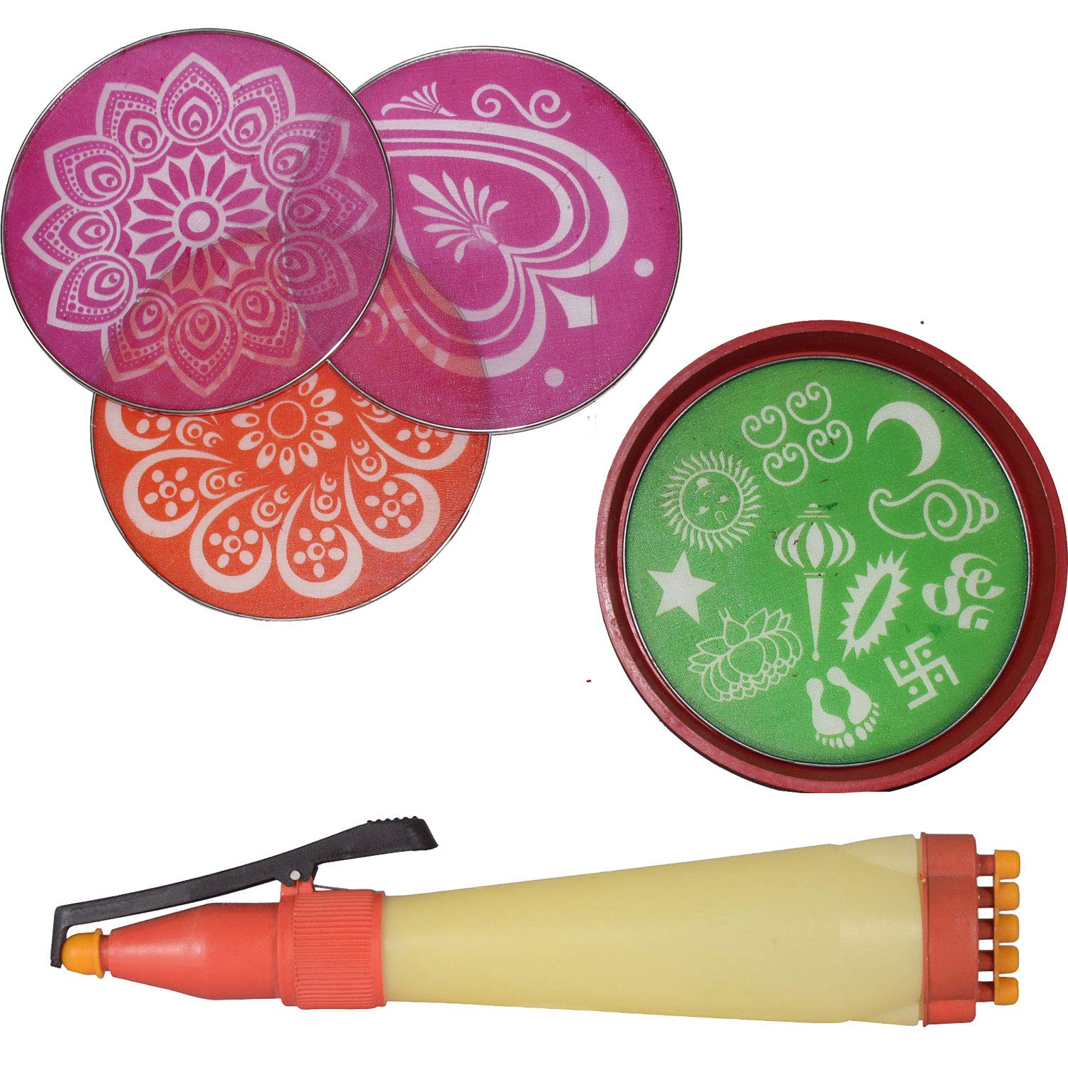 Buy Odishabazaar Ready to Draw Rangoli Making Kit 4 Stencil 8" + 1 ...