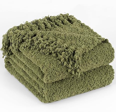 Amazon.com: LONG CREATE Throw Blanket for Couch, Olive Green Luxury ...