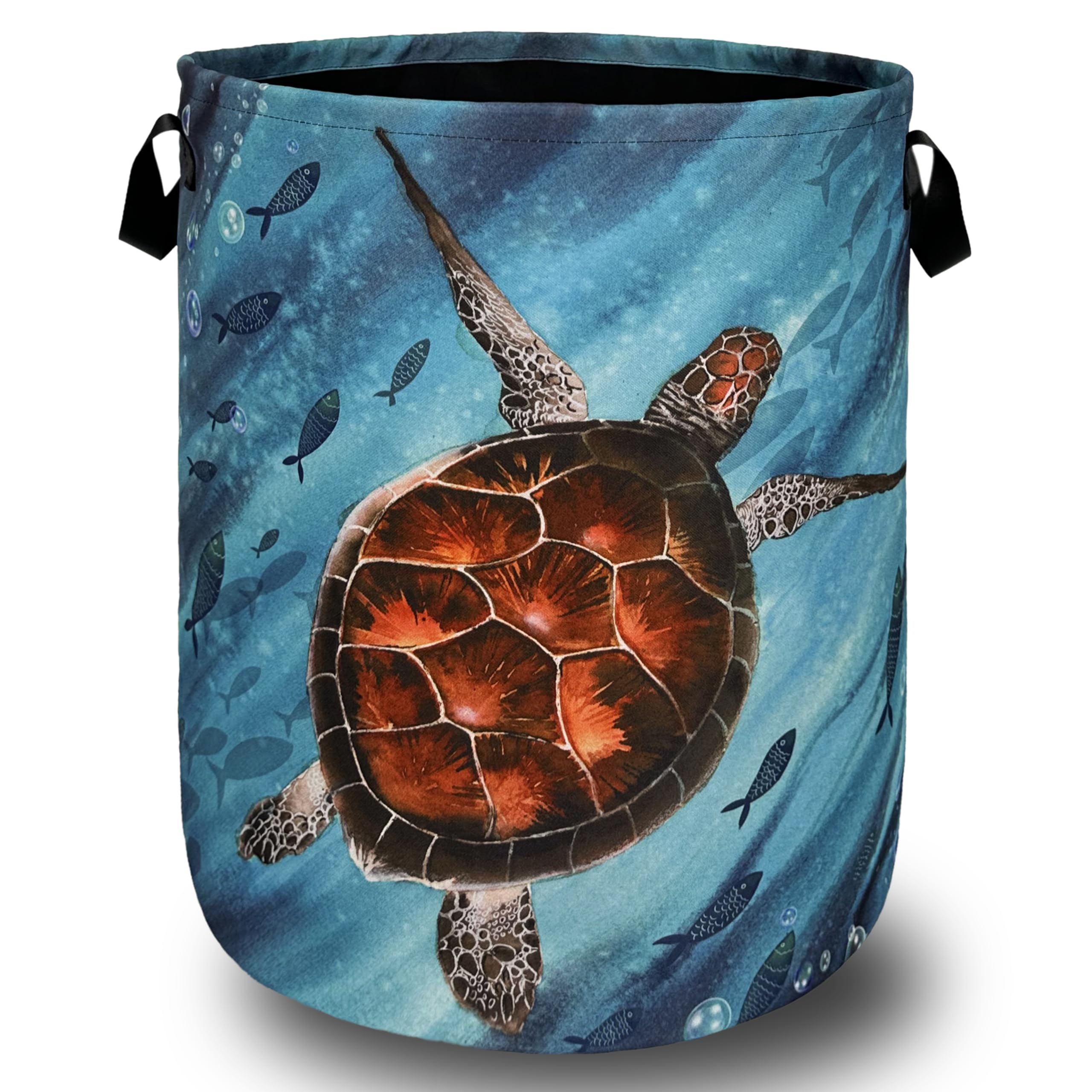 Amazon.com: Sea Turtle Laundry Basket Foldable With Handles Watercolor ...