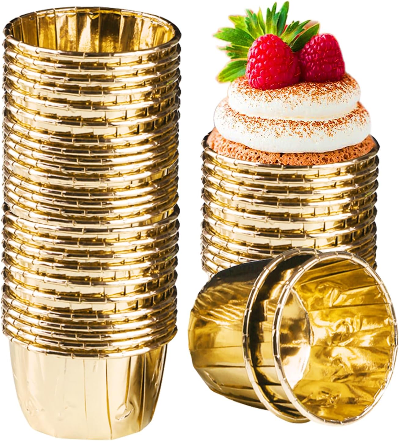 Amazon.com: Gold Foil Metallic Paper Baking Cups Muffin Cups Cupcake ...
