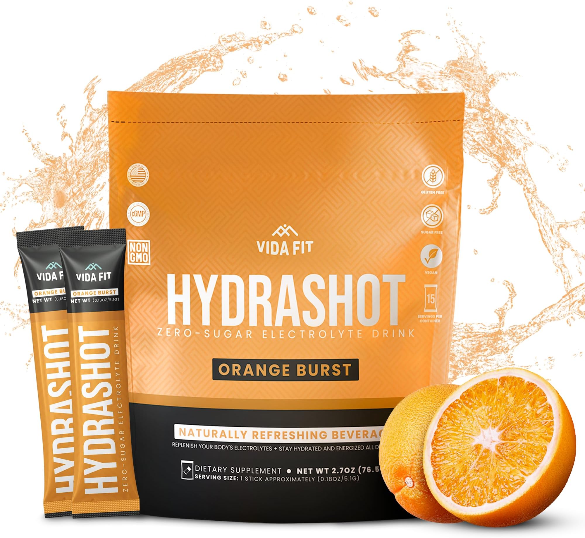 Amazon.com: Hydrashot Orange Flavored Hydration Formula with Coconut ...
