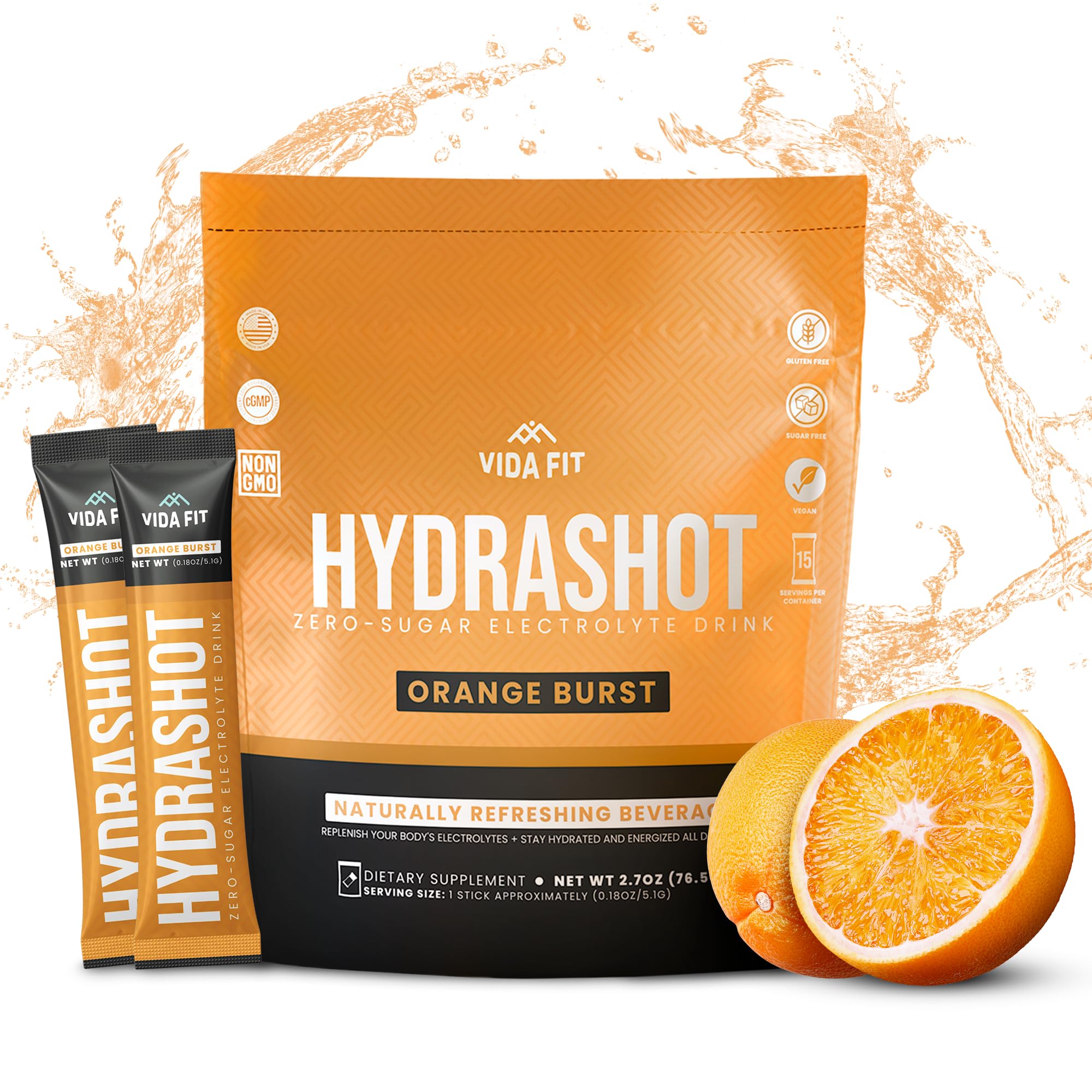 Amazon.com: Hydrashot Orange Flavored Hydration Formula with Coconut ...