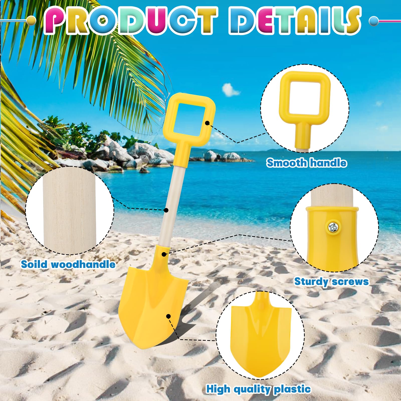 Snapklik.com : Mototo 4 Pieces 16 Inch Beach Shovels Large Beach Spades ...