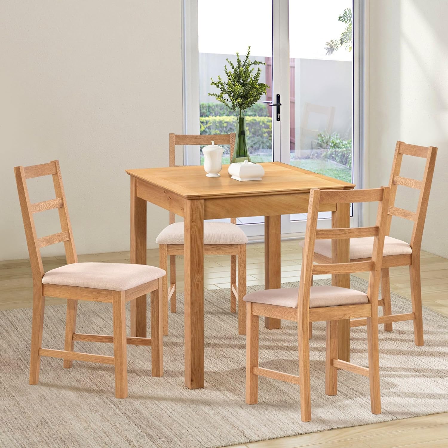 Hallowood Furniture Hereford Oak Small Dining Table and Chairs Set 4 ...
