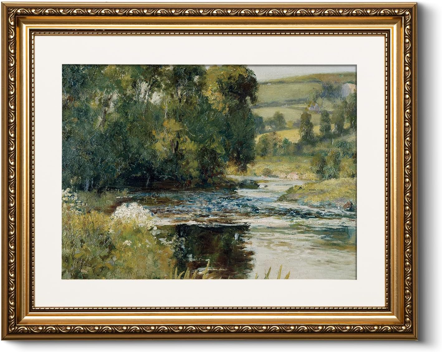 HUARCEY Vintage Gold Framed Wall Art, Nature Streamside Retro Paintings ...