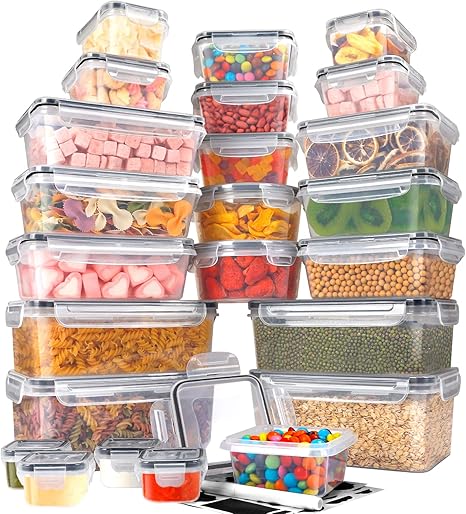 YOCOLE 48 Pezzi Contenitori Ermetici per Alimenti in Plastica (24 ...