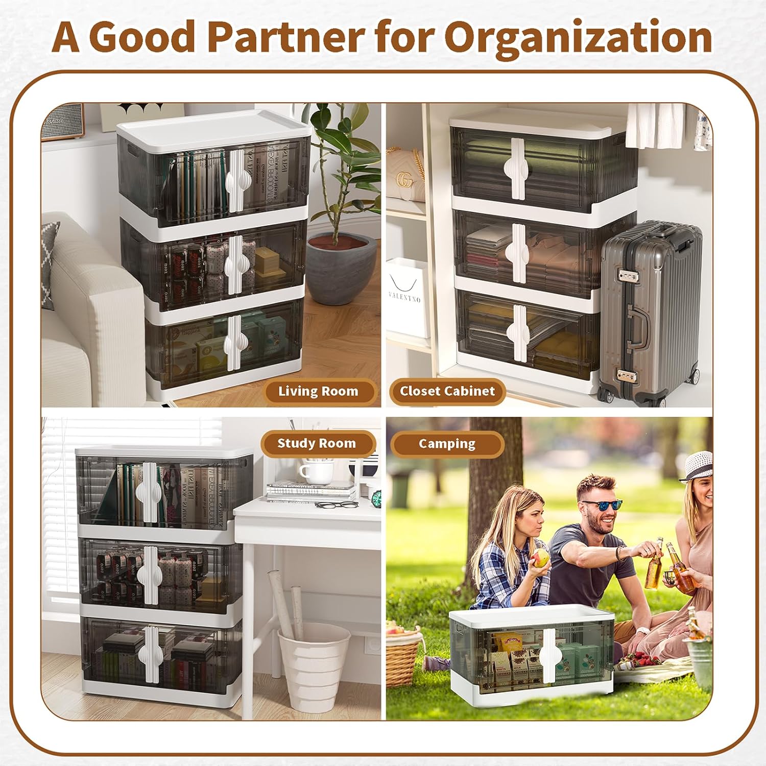 BCGT Contenedores de almacenamiento plegables de 8.2 galones con tapas ...