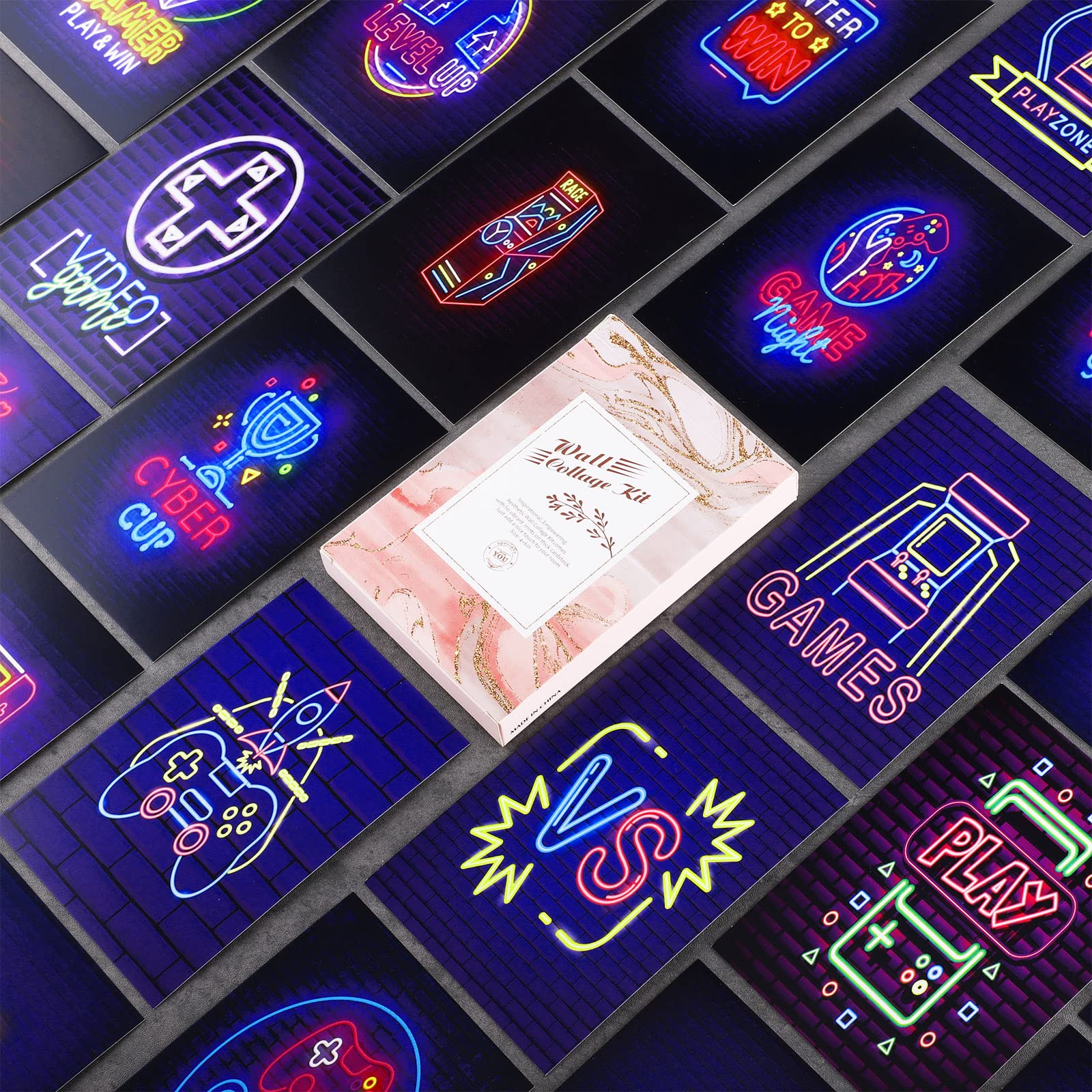 Buy 50 Pcs Neon Wall Collage Kit Video Game Themed Aesthetic Poster ...