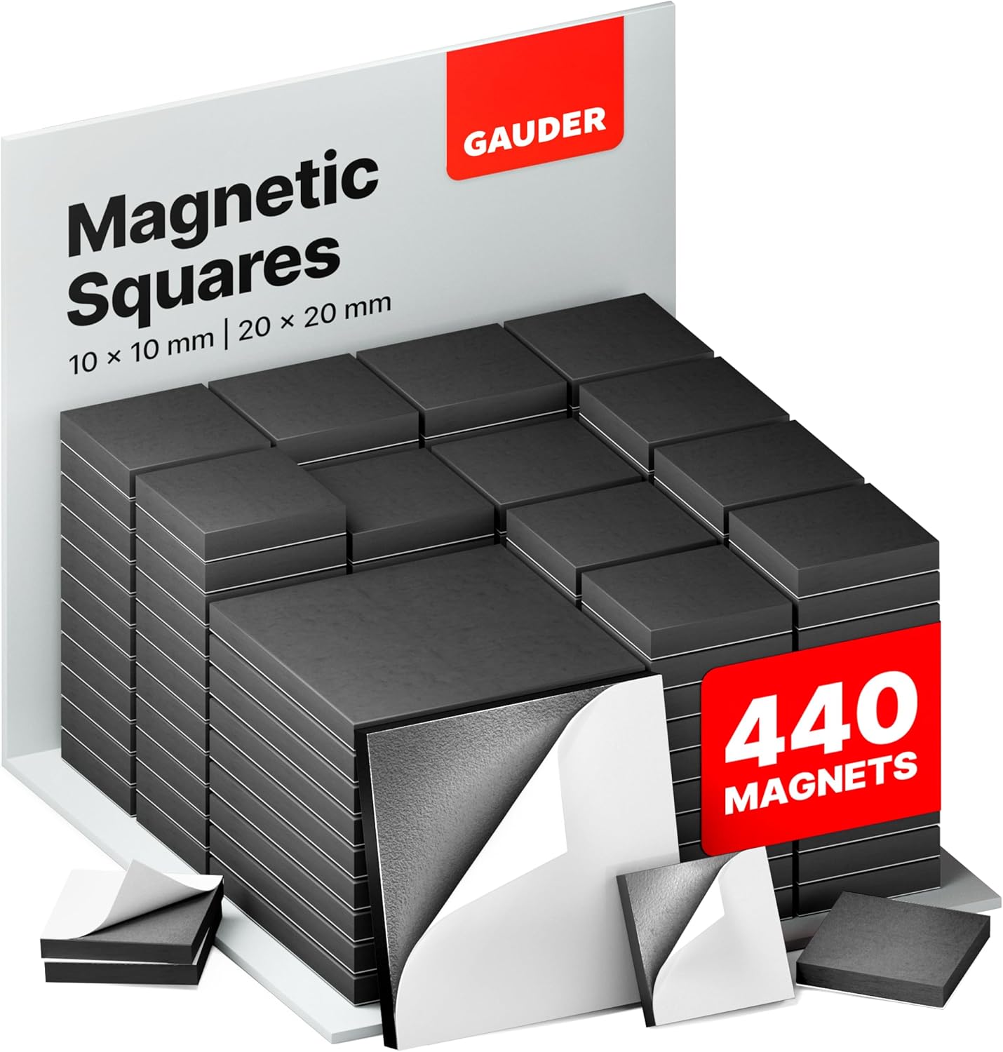 GAUDER Magnetic Squares (10x10mm) | 440 xMagnetic Strips Self-Adhesive ...