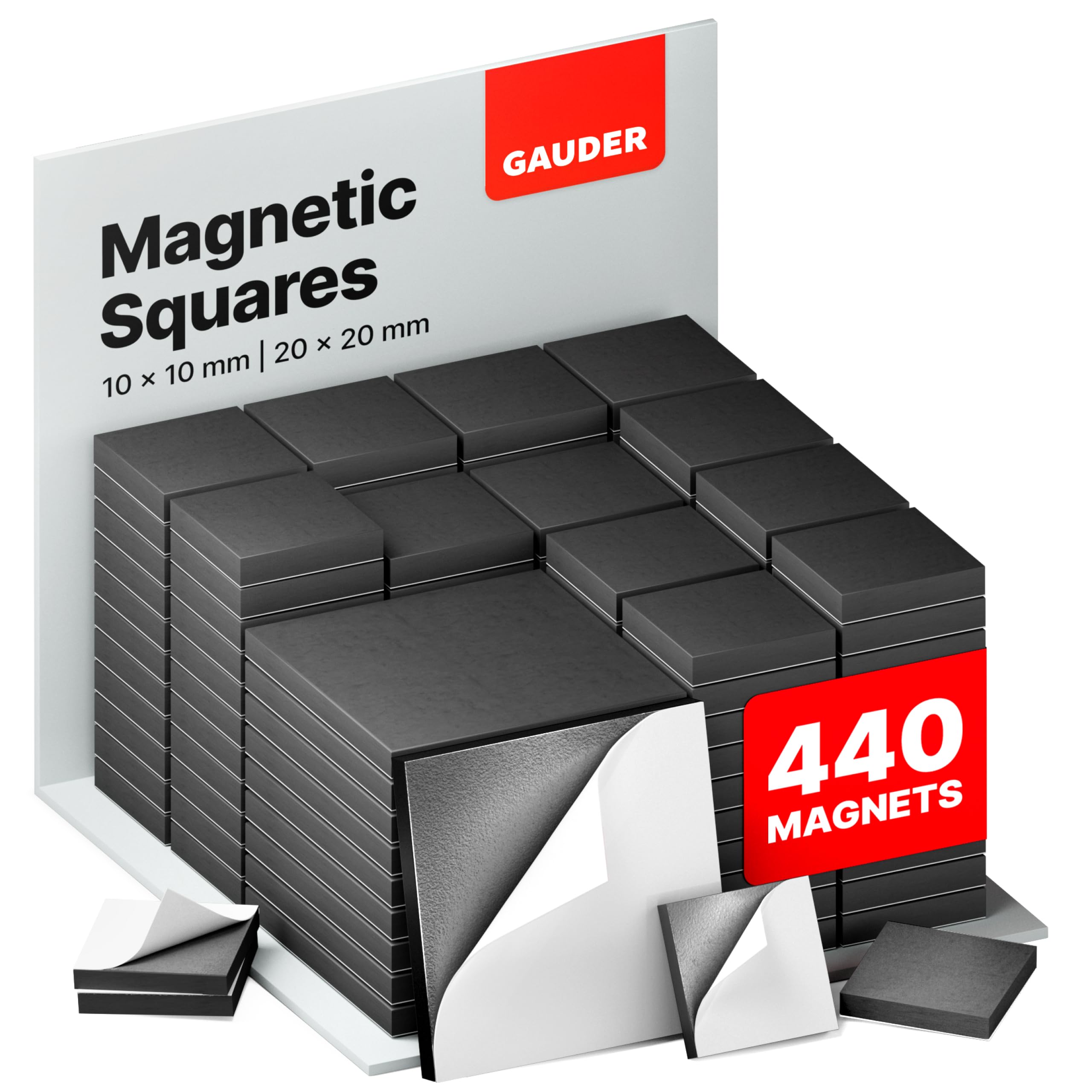 GAUDER Magnetic Squares (10x10mm) | 440 xMagnetic Strips Self-Adhesive ...
