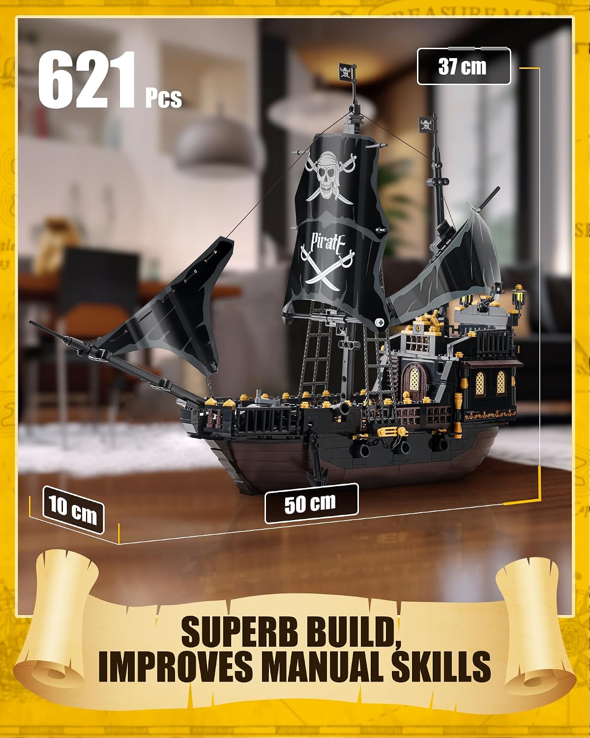 URGEAR Creator Pirate Ship Toy – Boat Building Block Toy Set, Pirate ...