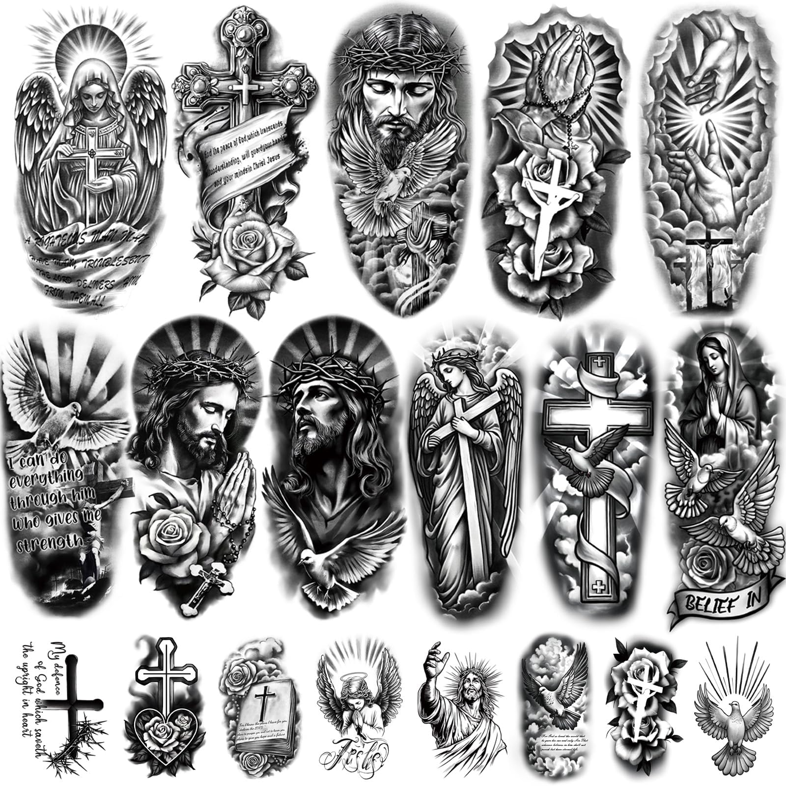 Amazon.com : 77 Sheets Christian Temporary Tattoo for Women Men, 17 ...