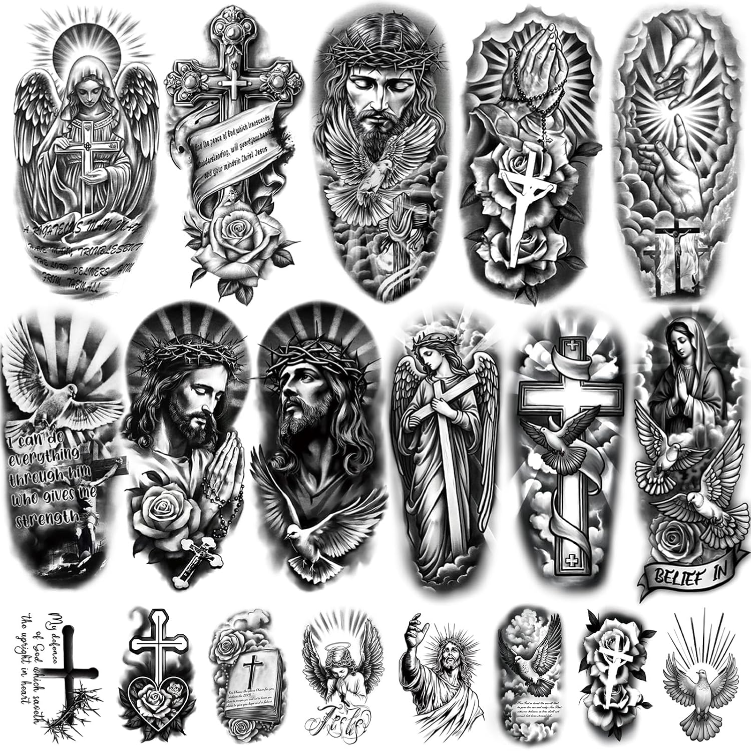 Amazon.com : 77 Sheets Christian Temporary Tattoo for Women Men, 17 ...