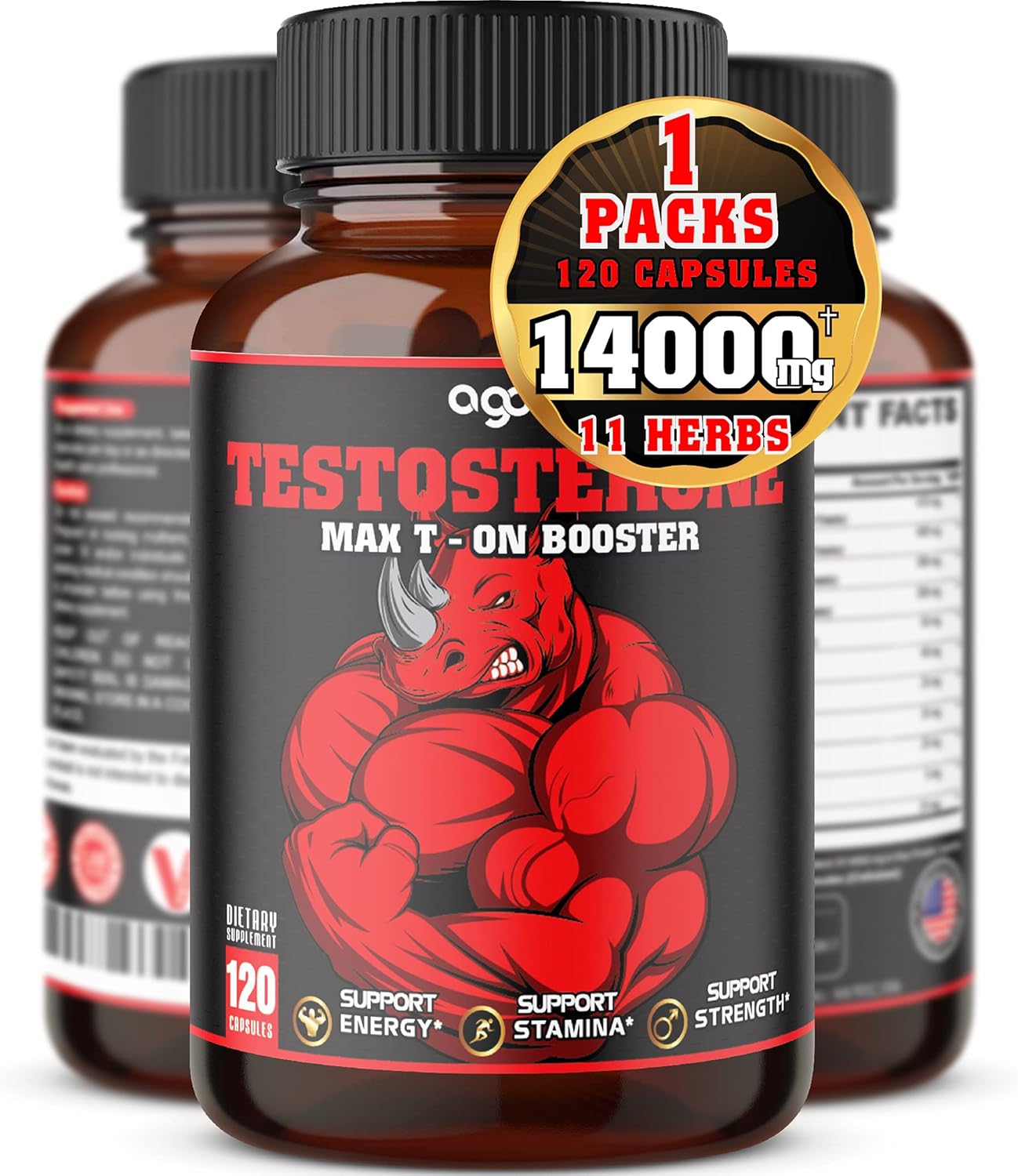 Amazon.com: 11in1 Agobi MaxT-On Testosterone Booster for Men, High ...