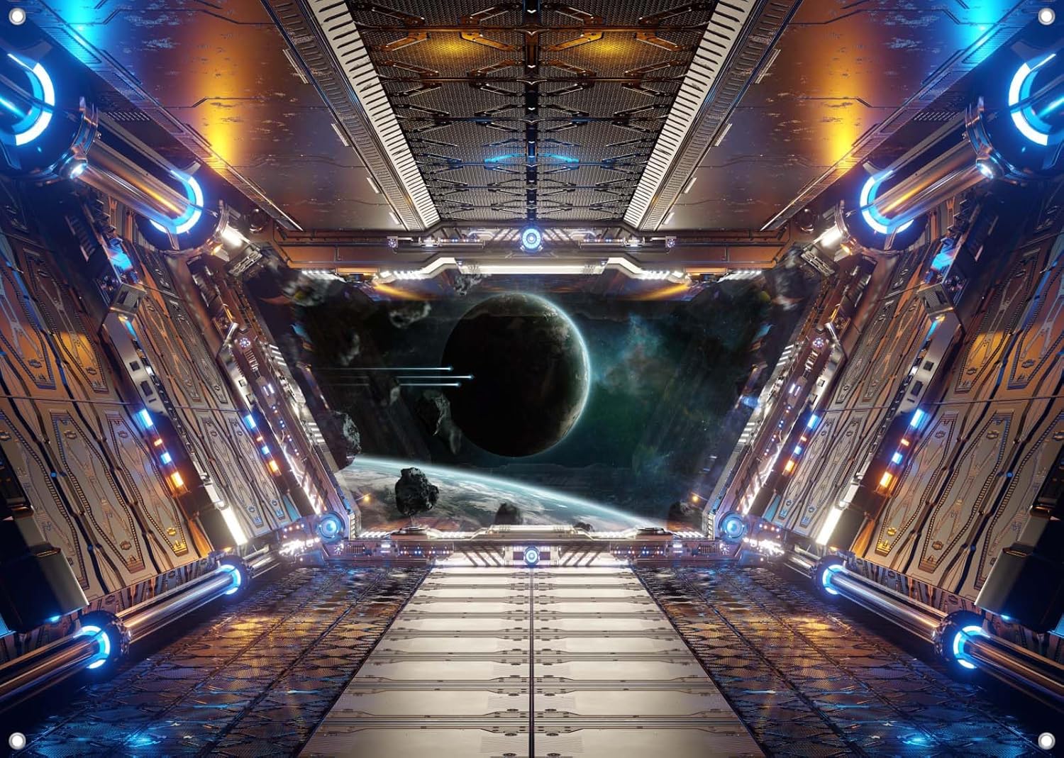 Amazon.com : Gorpic 7x5ft Fabric Futuristic Spaceship Interior ...