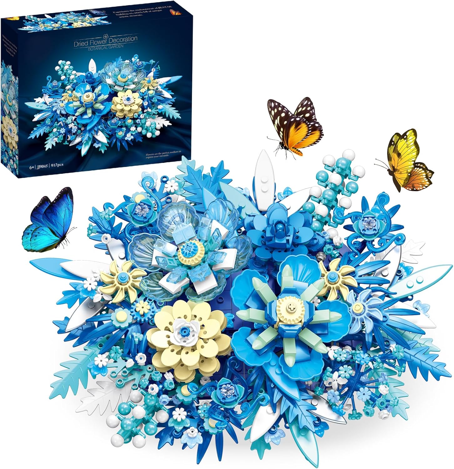Amazon.com: ESARR Flower Building Blocks for Adults, Blue Artificial ...