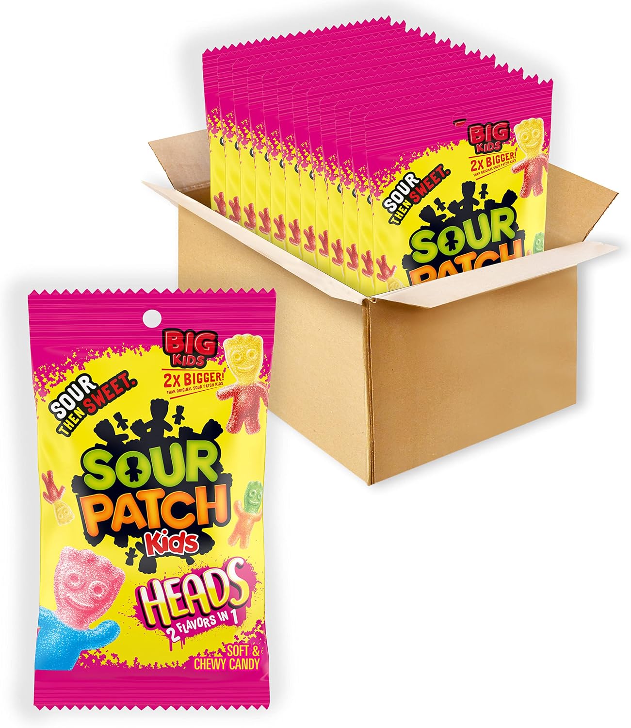 Sour Patch Kids BIG PATCH KIDS Heads Candy sour, 96 Ounce, 12 Bags ...