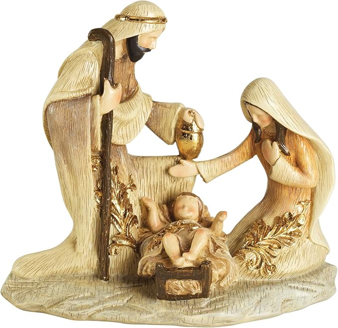 Amazon.com: Dicksons Holy Family Tan and Gold Tone 6.5 Inch Resin ...