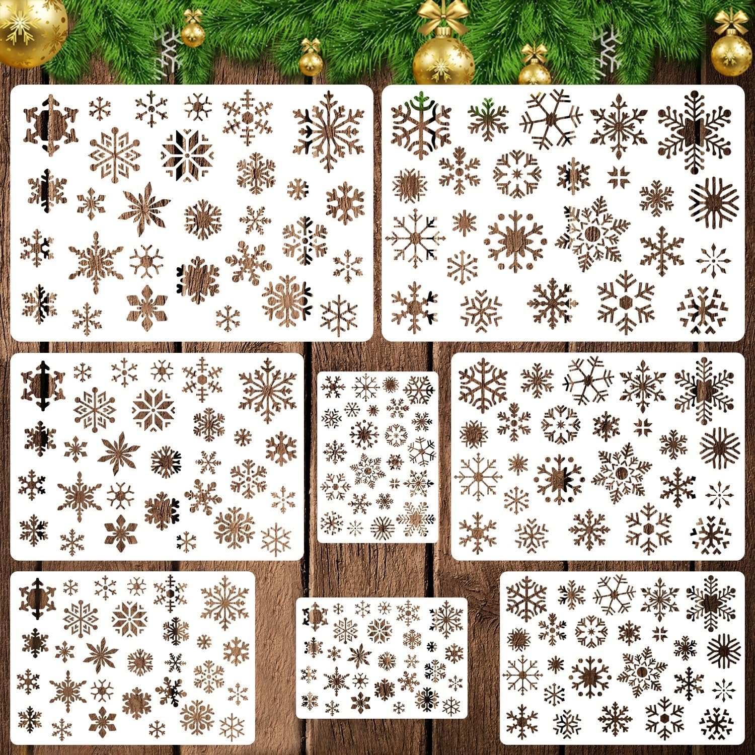 Amazon.com : 3pcs Christmas Snowflake Stencil Template, Reusable ...