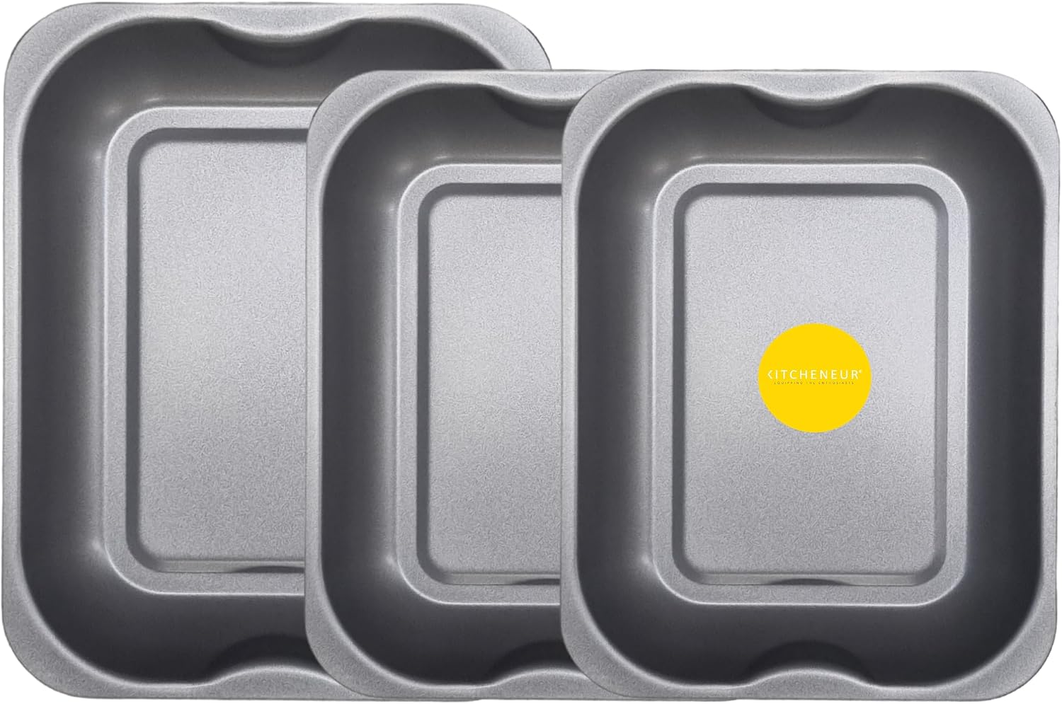 Kitcheneur 3-Pack Deep Roasting & Baking Tray Set x2 Medium (33cm) & x1 ...