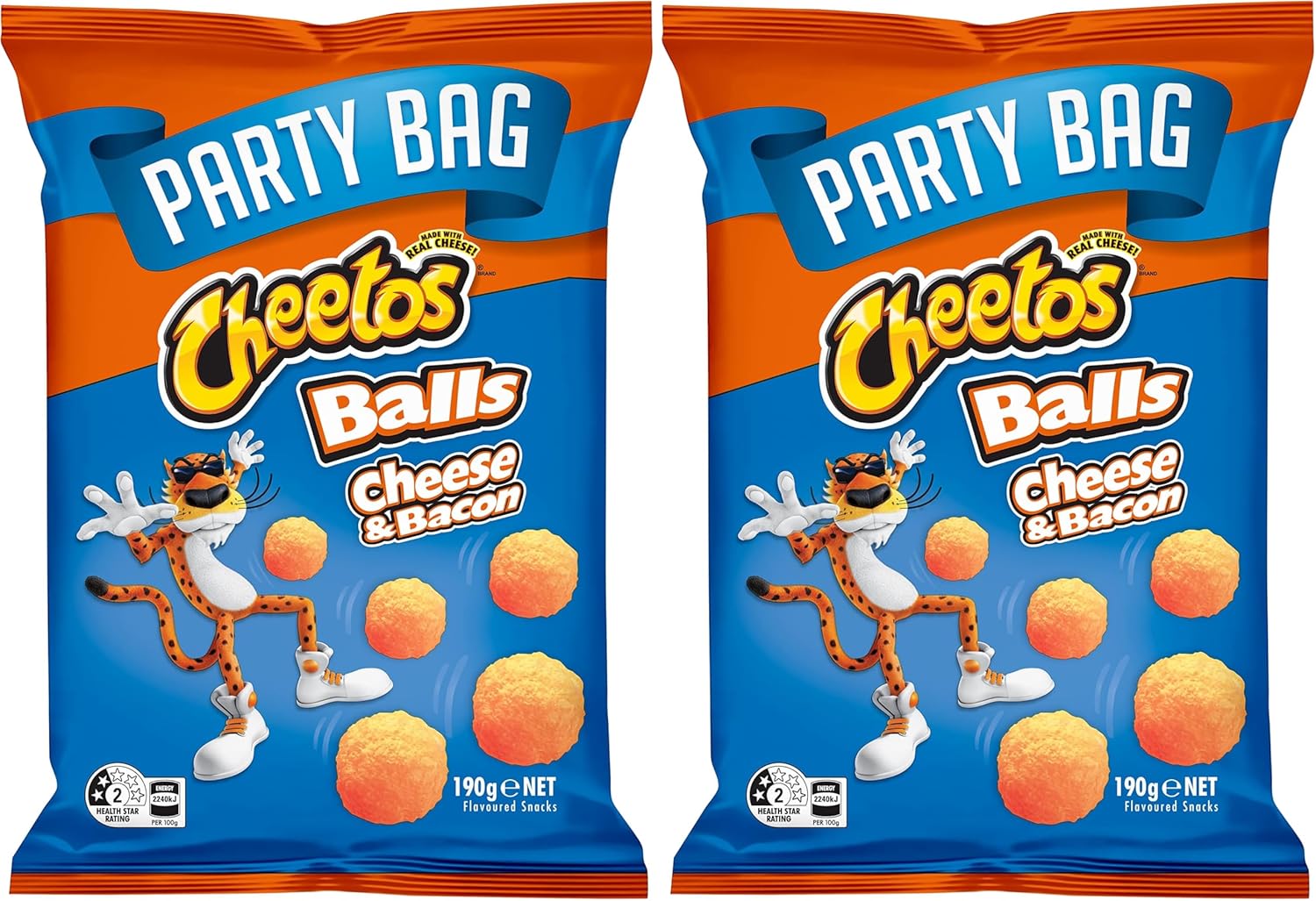 Cheetos Cheese Snack Share Pack Party Bag Cheese & Bacon Balls 190g ...