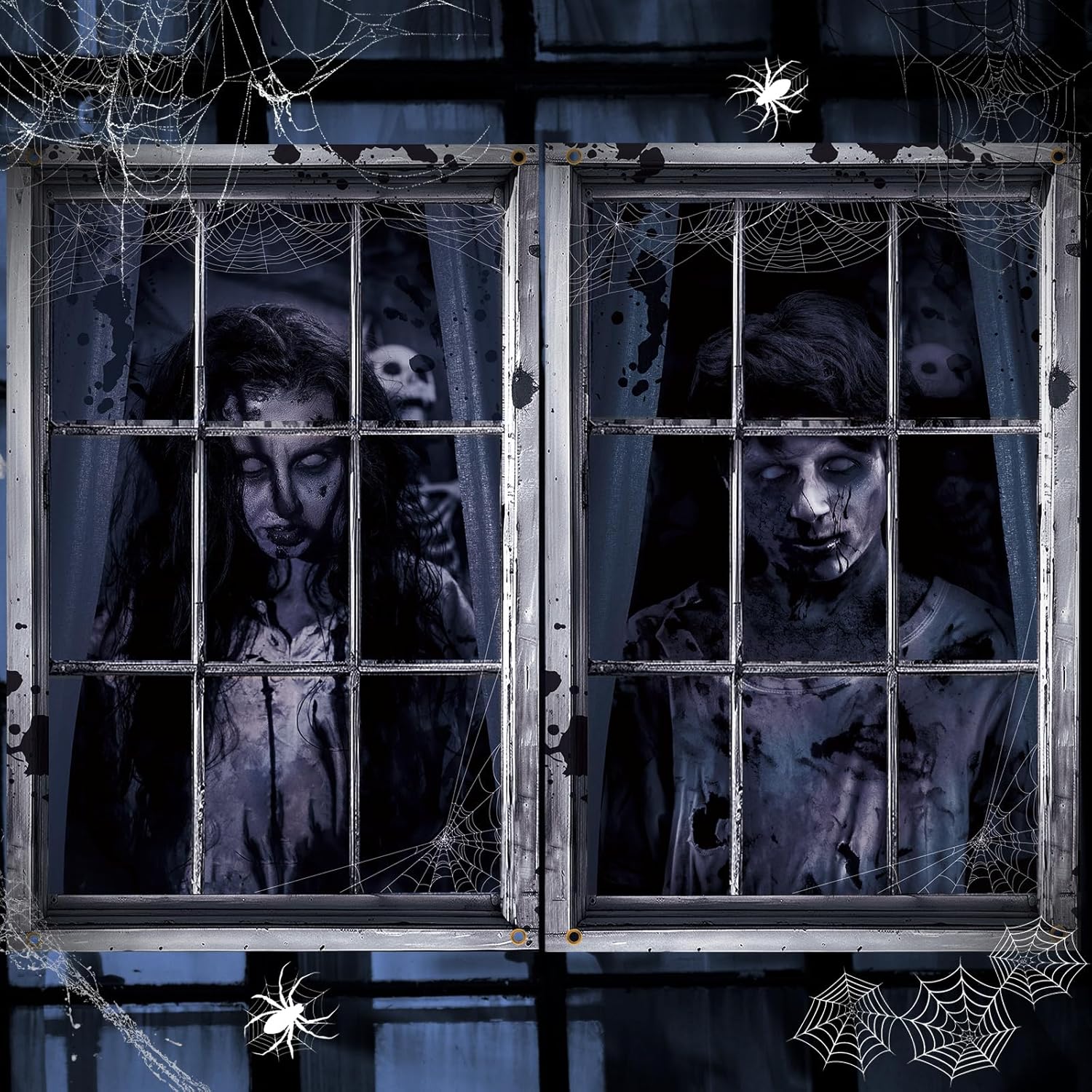 Amazon.com: Preboun 2 Pcs Halloween Ghost Window Decoration Scary ...