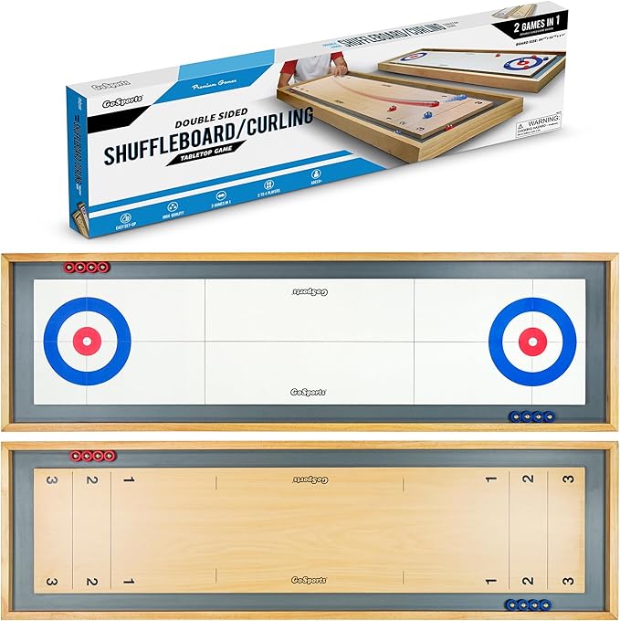 GoSports Shuffleboard and Curling 2 in 1 Tabletop Board Game ...