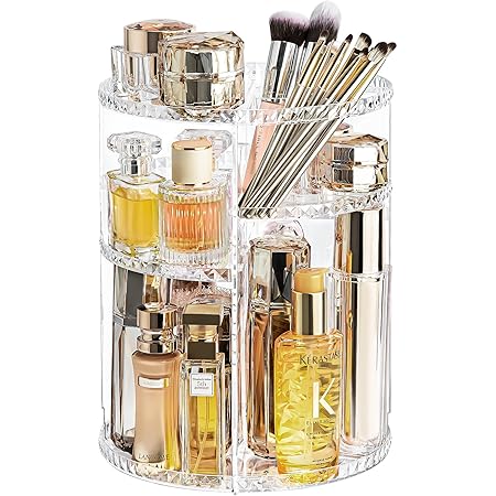 Amazon.com: HBlife 360 Rotating Makeup Organizer Adjustable Carousel ...