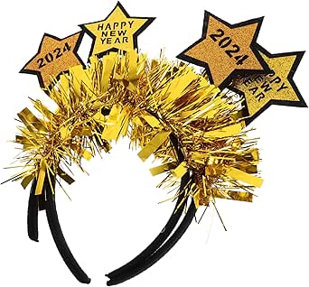 Amazon.com: 2 Pcs 2024 New Year Eve Headband with Star Boppers Happy ...