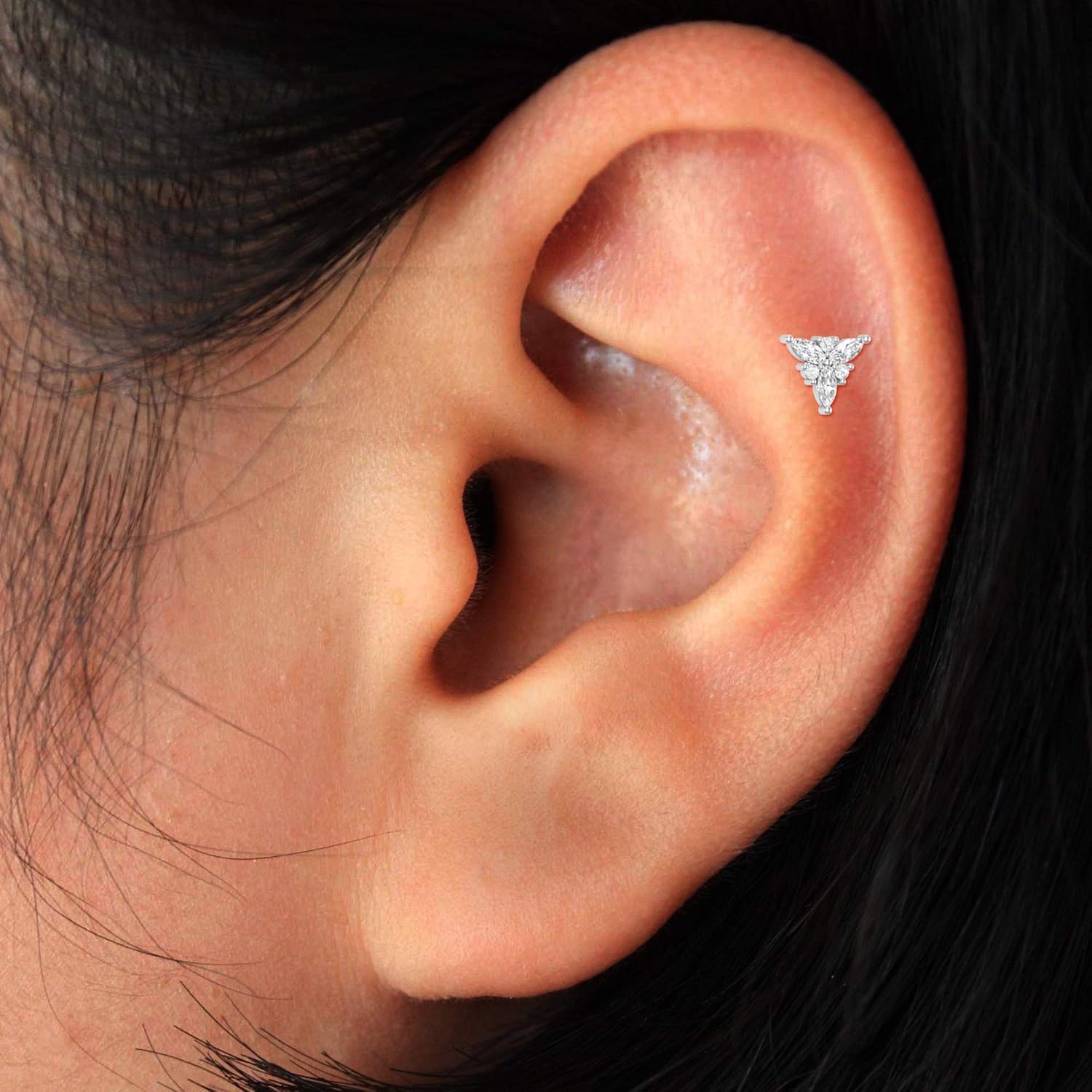 Diamond Helix Earring Certified Jewelry, Marquise Diamond 0.15 Ctw Stud ...