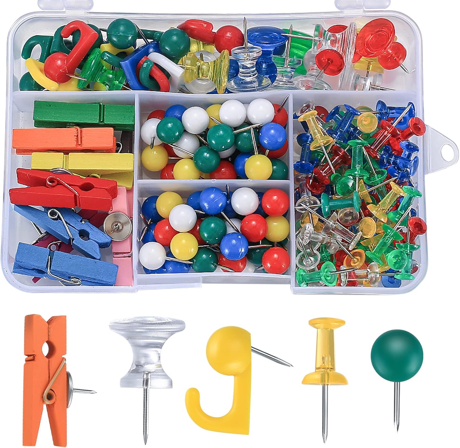 Amazon.com: 200 Pieces Multicolor Push Pins, Colorful Pushpins Clips ...